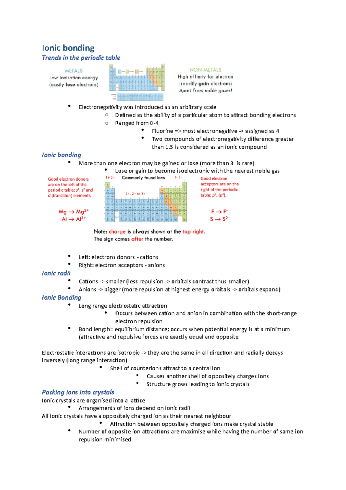 week 6 and that - Ionic bonding Trends in the periodic table ...