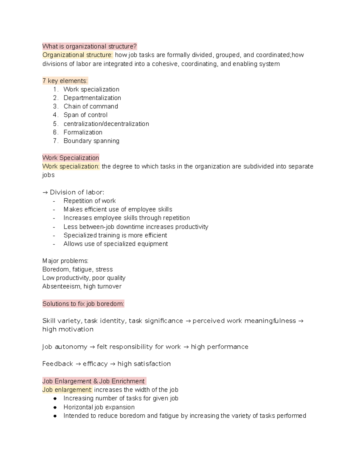 Chapter 3 Notes and Concepts - What is organizational structure ...