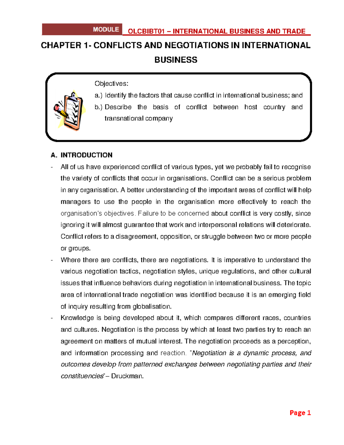 Chapter 10 - Conflicts AND Negotiations IN International Business ...