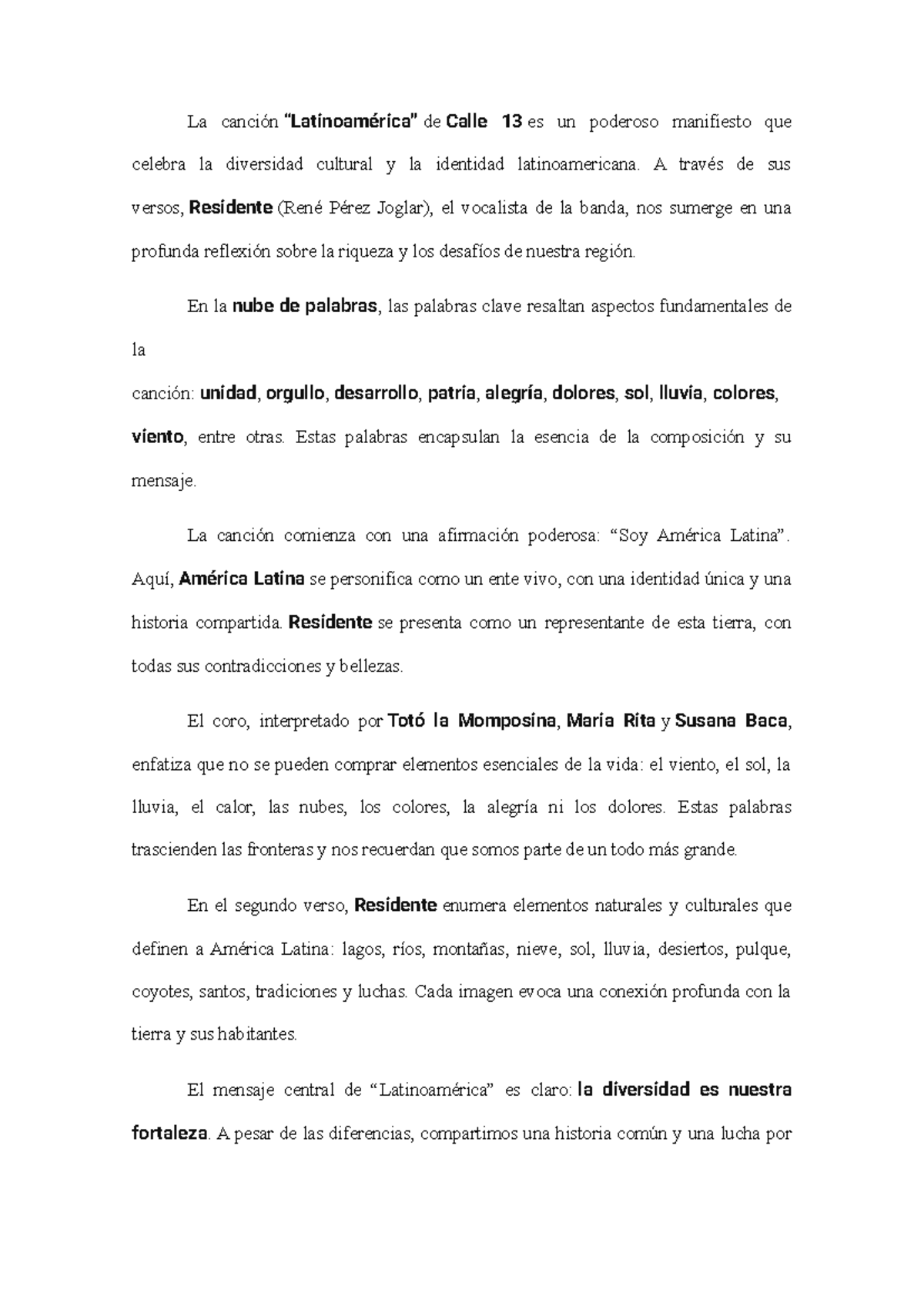 La canción - ... - La canción “Latinoamérica” de Calle 13 es un ...