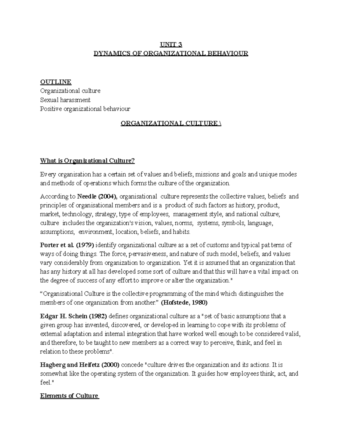 Workplace assignment - UNIT 3 DYNAMICS OF ORGANIZATIONAL BEHAVIOUR ...