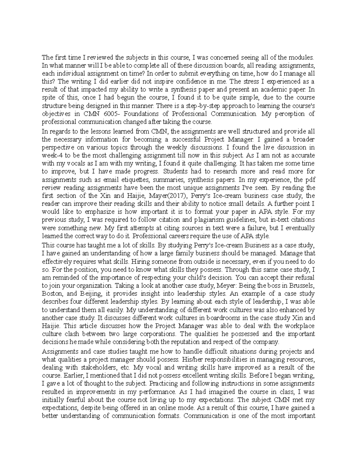 Professional Trejectory - The first time I reviewed the subjects in ...