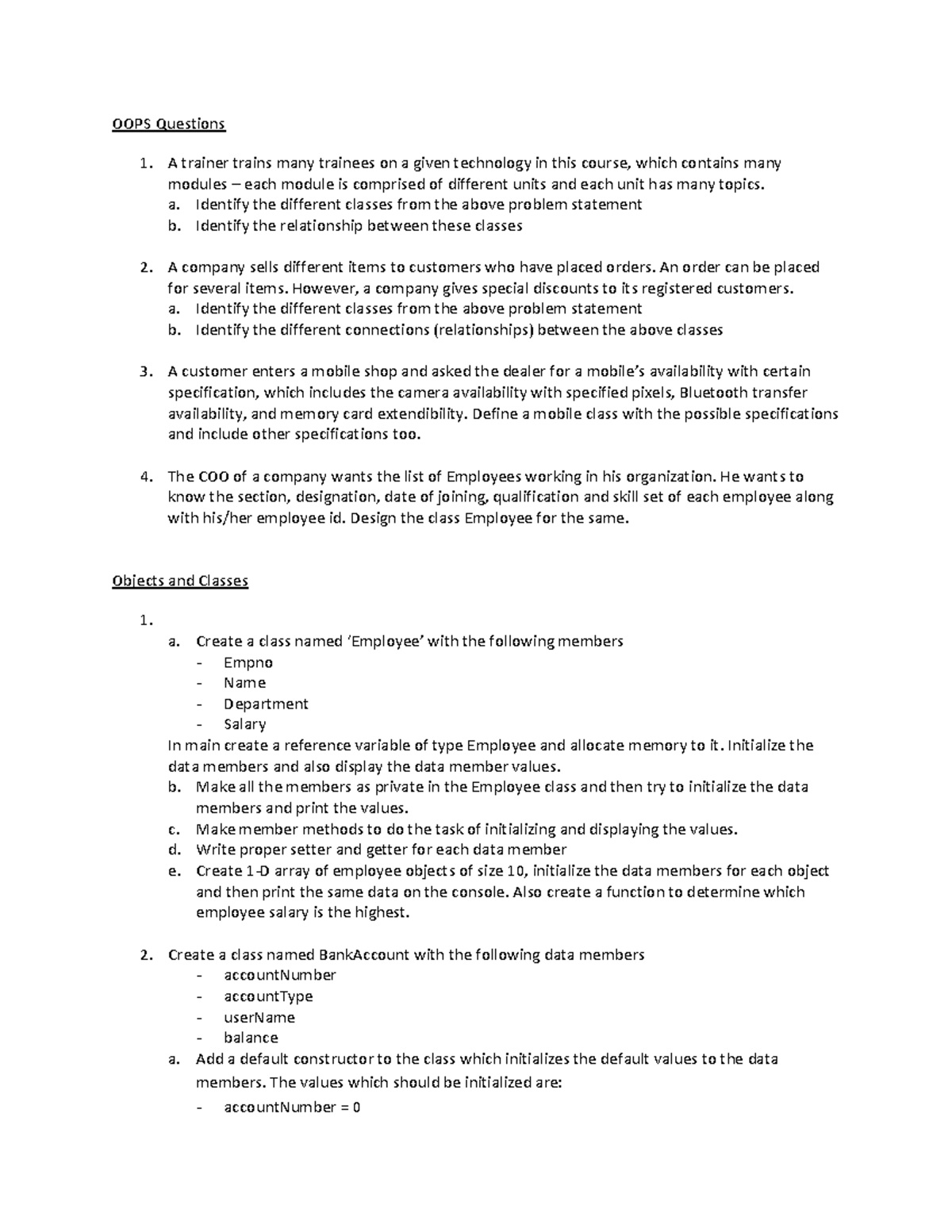 Assignments OOPS - lthough SQL is an ANSI/ISO standard, there are ...