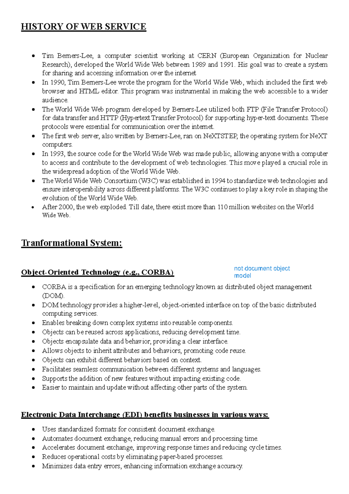 History OF WEB Service - notes - HISTORY OF WEB SERVICE Tim Berners-Lee ...