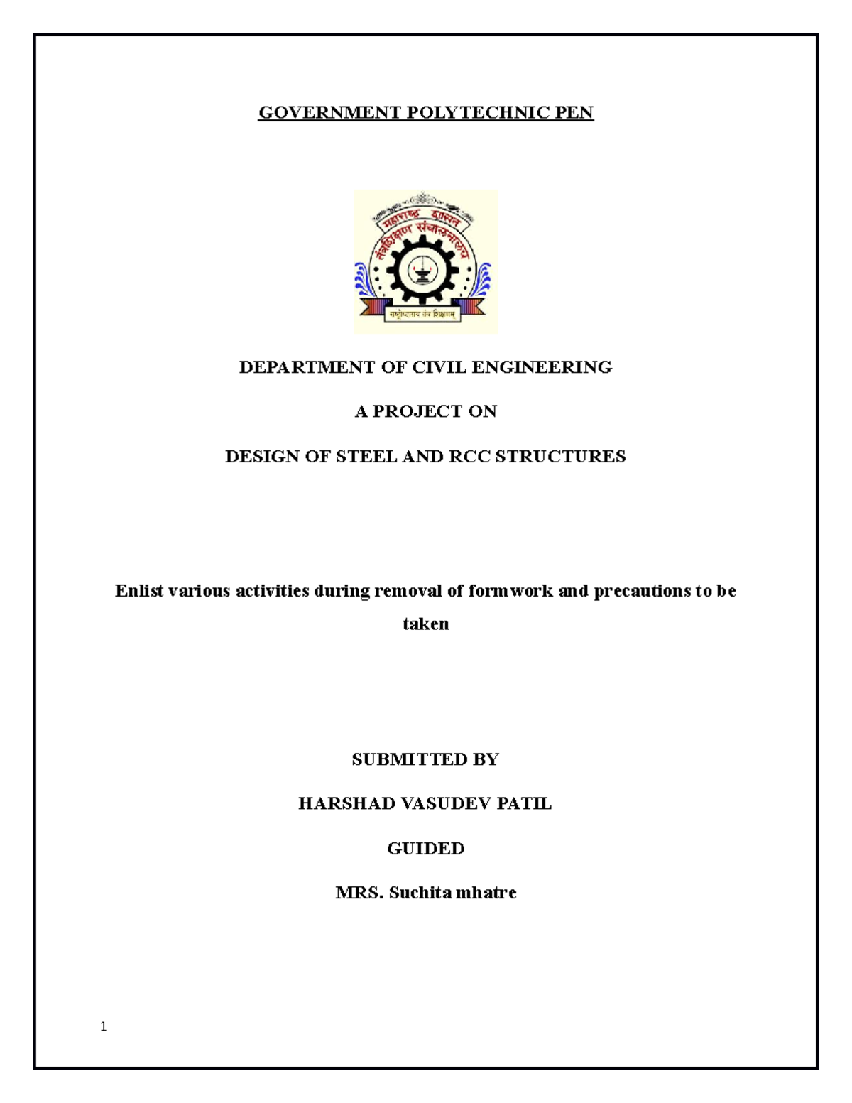 DSR(Roll No. 3155) vishakha Patil - GOVERNMENT POLYTECHNIC PEN ...