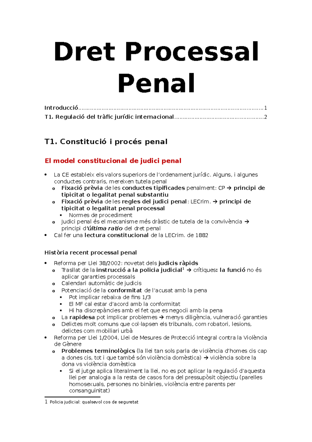 Teoria Dret Processal Penal - Dret Processal Penal - Studocu