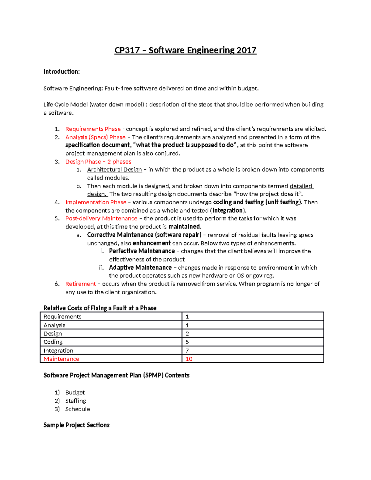 Docx - Notes for the software eng course at wlu - CP317 – Software ...
