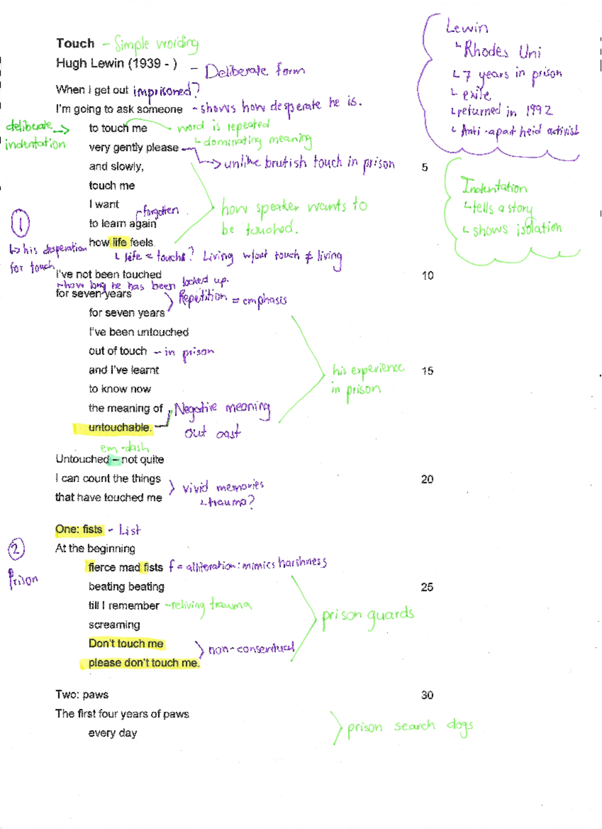 Touch Annotated - Lewin Touch Simple wording Rhodes Uni Hugh Lewin ...