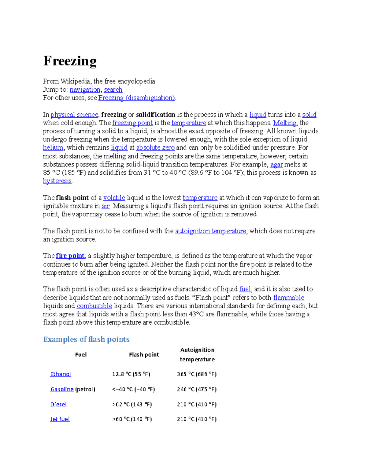 Freezing - Chapter Summary - Freezing From Wikipedia, the free ...