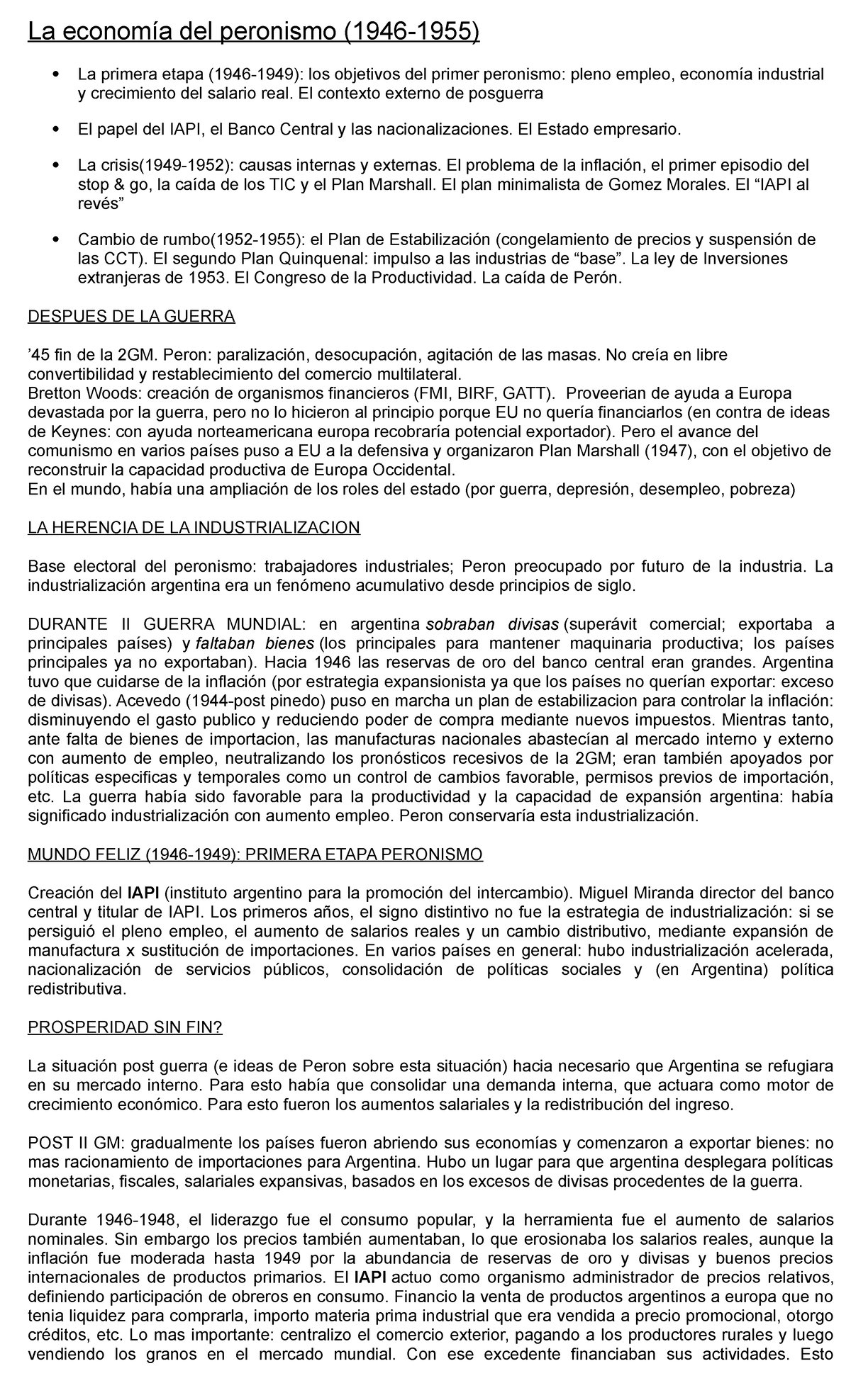 Peronismo historia resumen - La economía del peronismo (1946-1955) La ...