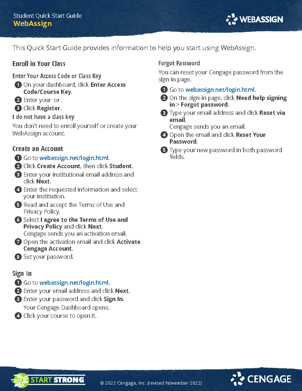 WA Student Quick Start - MTH - Student Quick Start Guide WebAssign This Quick Start Guide ...