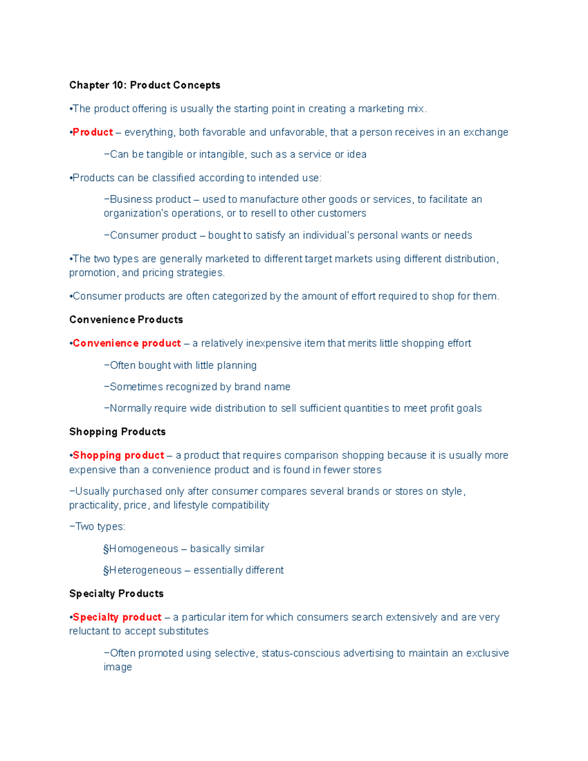 Chapter 10:Product concepts - Chapter 10: Product Concepts •The product ...