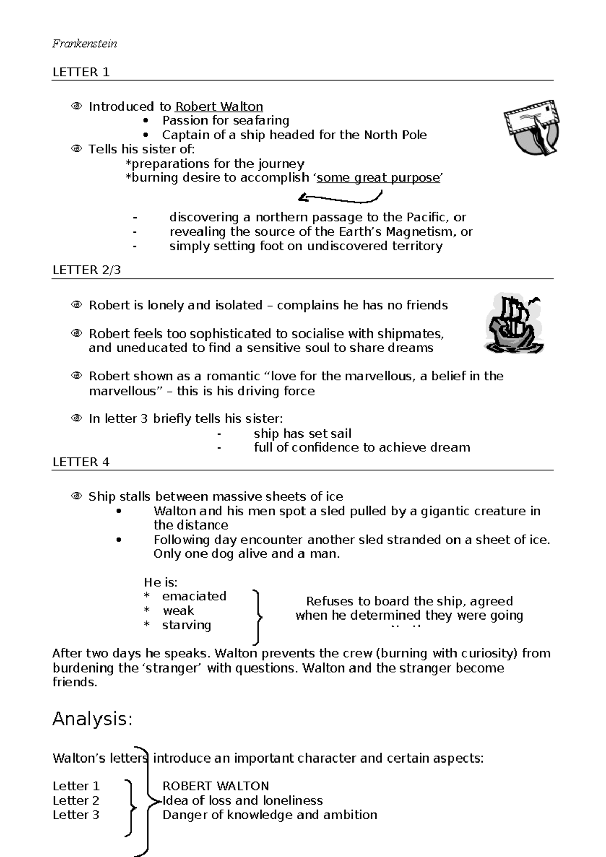 Frankenstein lesson 25 letters handout - Frankenstein LETTER 1 ...