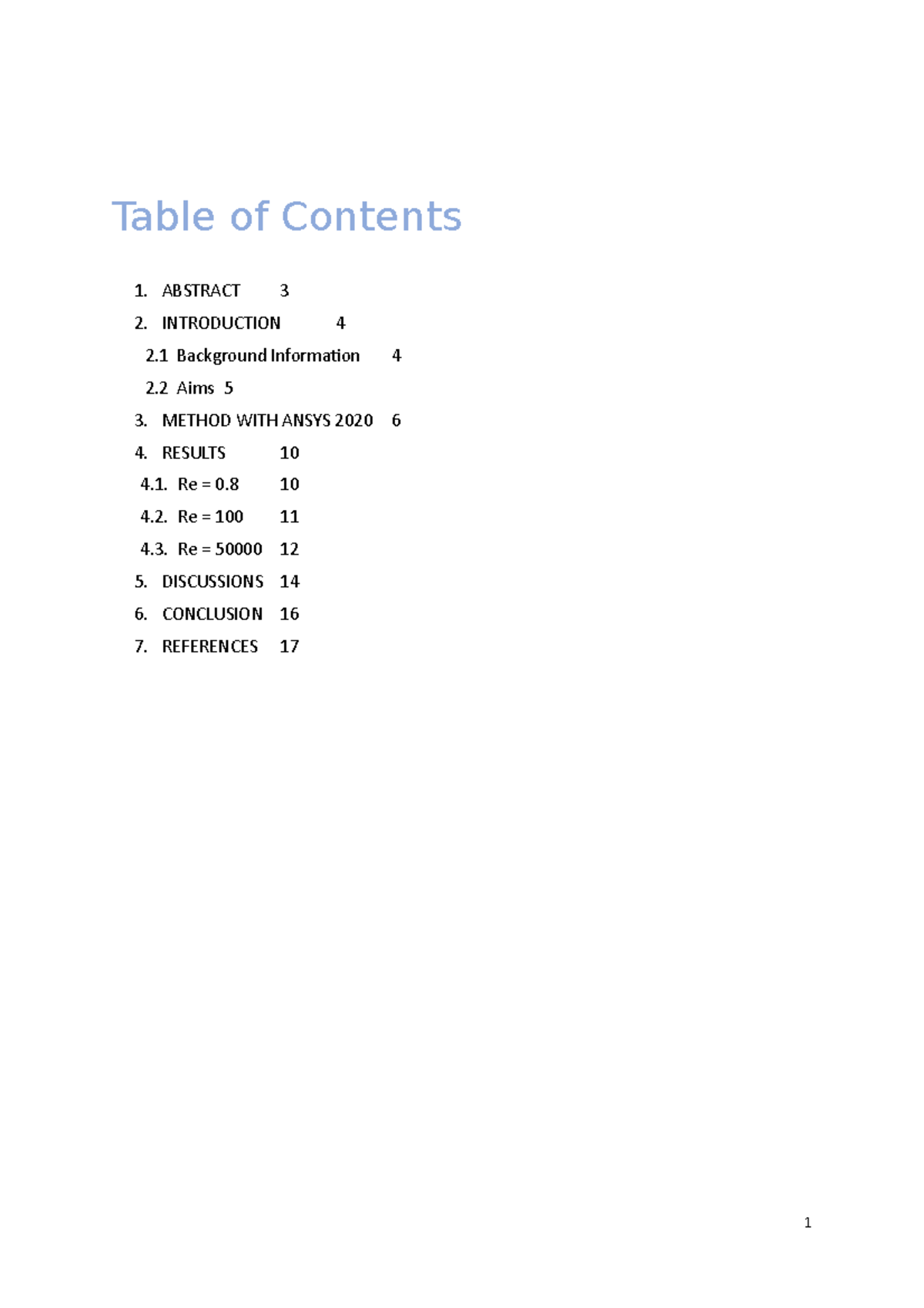 CFD Project 2 - Report CFD - Table of Contents ABSTRACT INTRODUCTION 2 ...