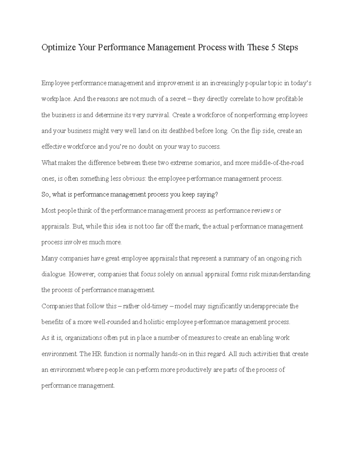 Optimize Your Performance Management Process with These 5 Steps - And ...