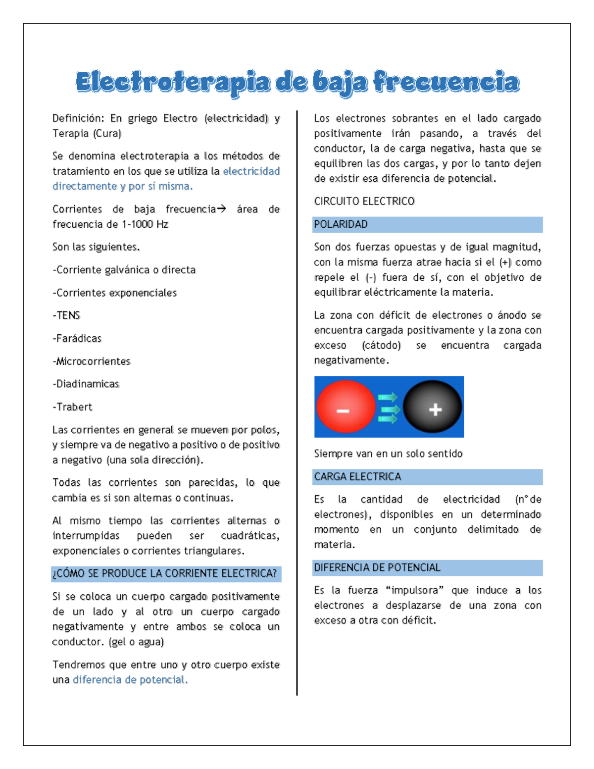 1. Baja frecuencia - Fisioterapia - Definición: En griego Electro ...