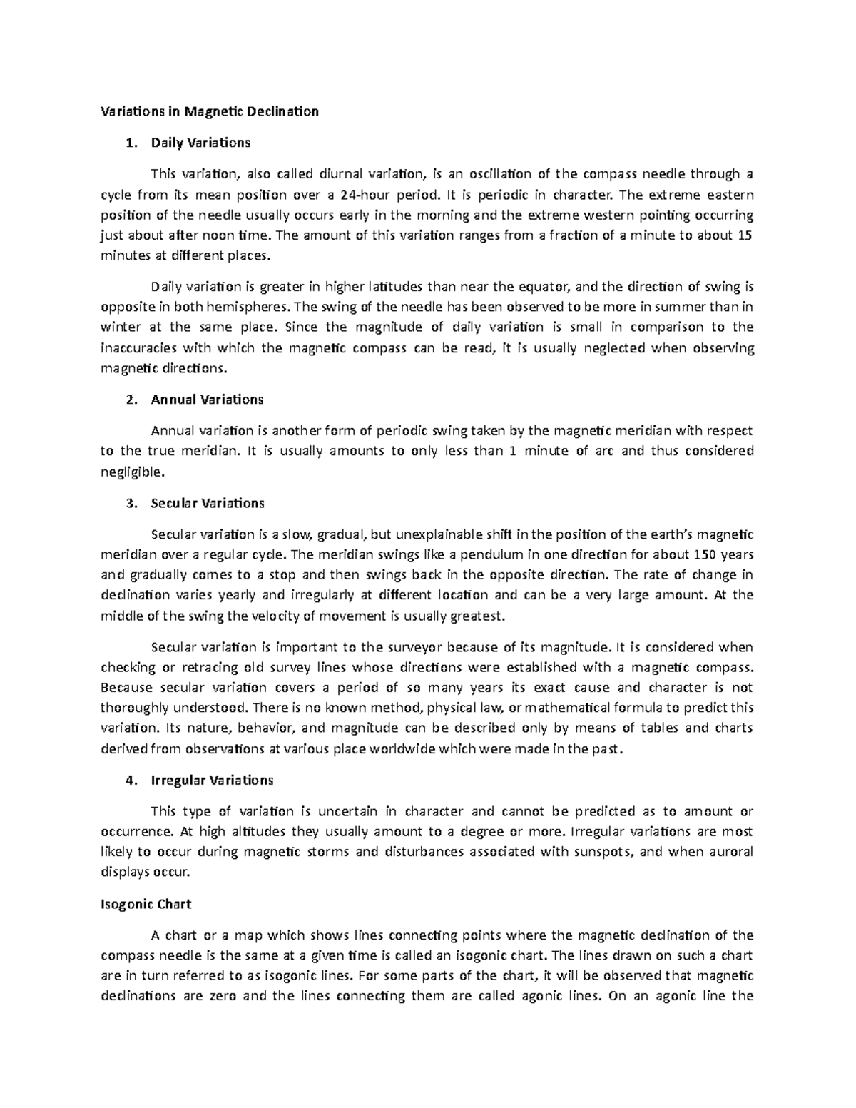 Variations in Magnetic Declination - It is periodic in character. The ...