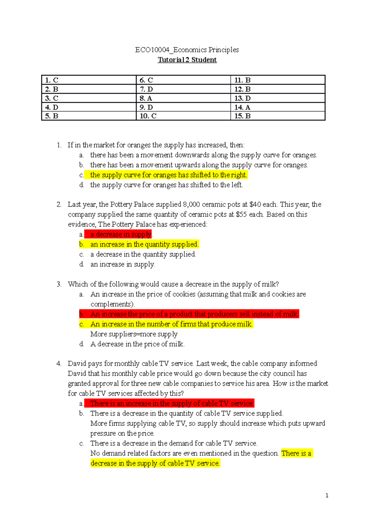 Week 2 Tutorial Question - ECO10004_Economics Principles Tutorial 2 ...