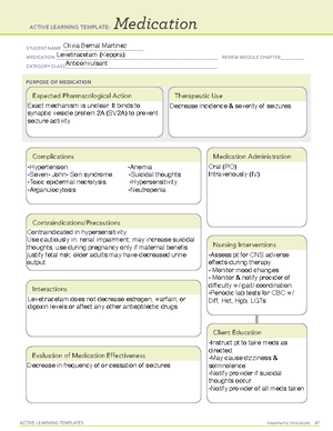 Thiamine HCL med card - Medication card. - ACTIVE LEARNING TEMPLATES ...