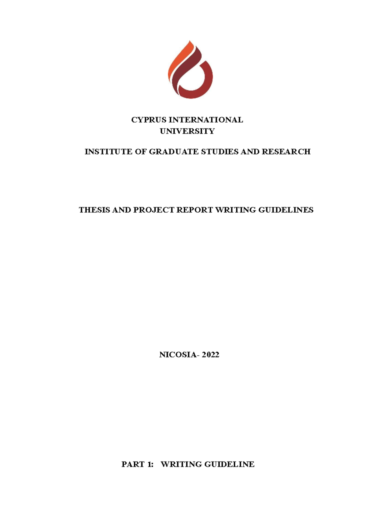 Ciu graduate thesis writing guideline - CYPRUS INTERNATIONAL UNIVERSITY ...