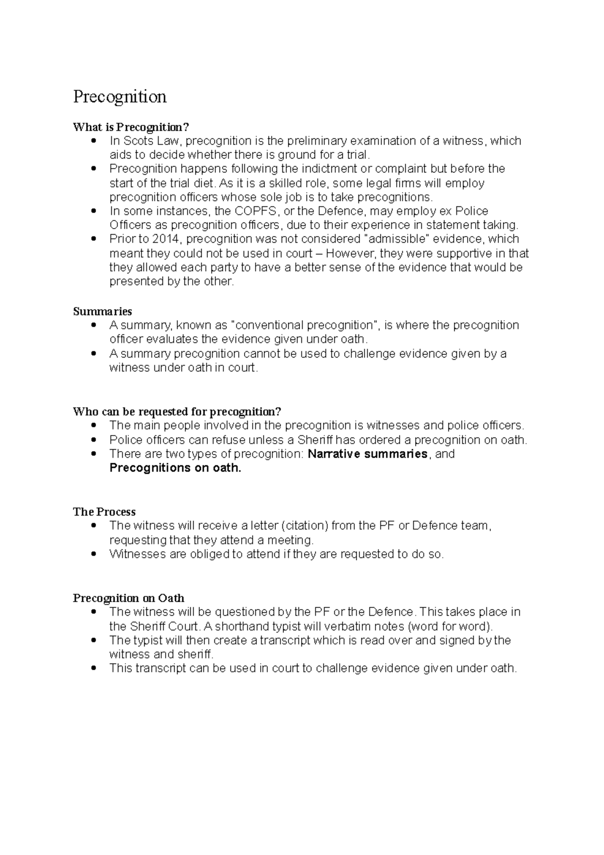 Precognition - Precognition happens following the indictment or ...