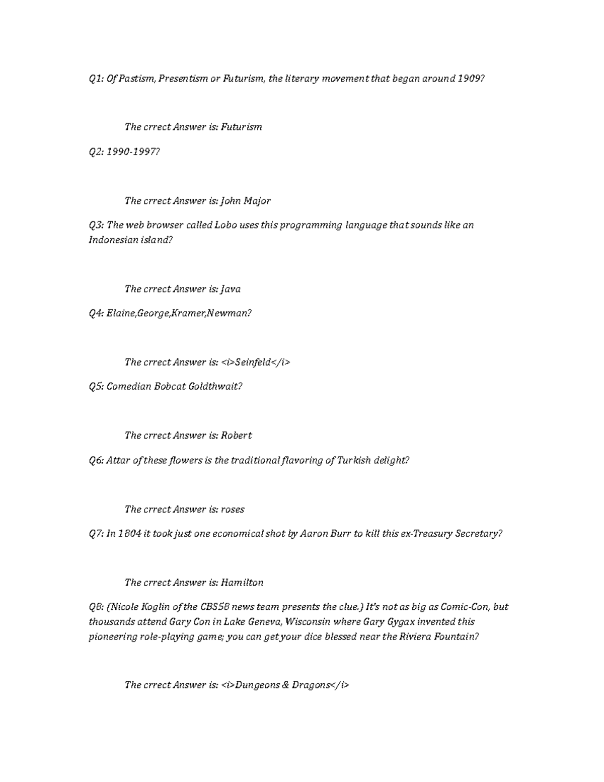 3 Example for DUUF - im not doibg this - Q1: Of Pastism, Presentism or ...