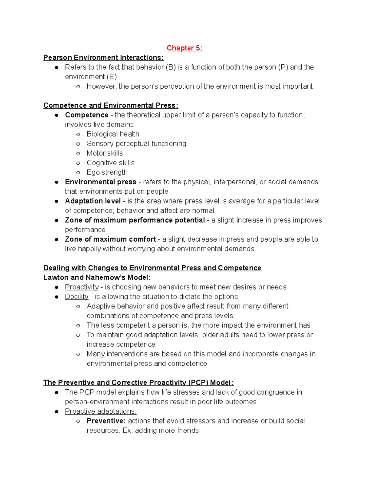 Psych 216 chapter 5 - Chapter 5: Pearson Environment Interactions: Refers to the fact that - Studocu
