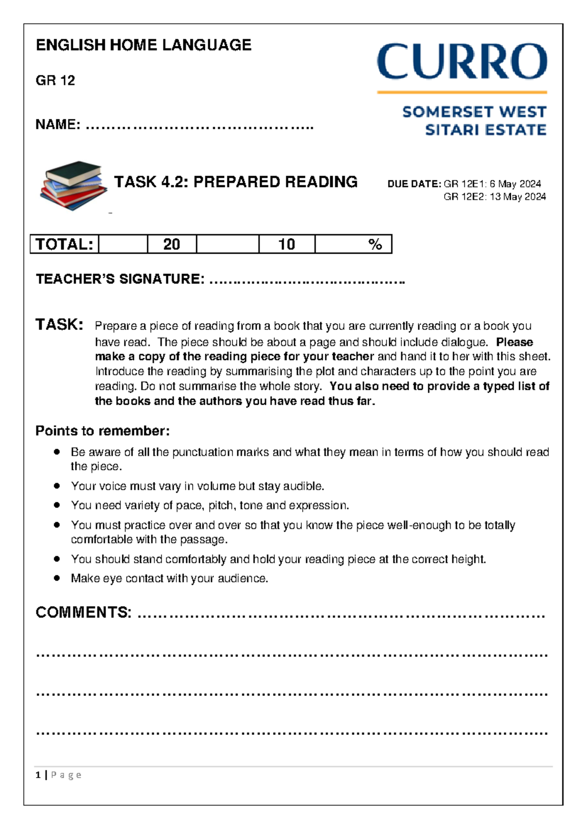 GR 12 T4.2 Prepared Reading T2 2024 - 1 | P a g e ENGLISH HOME LANGUAGE ...