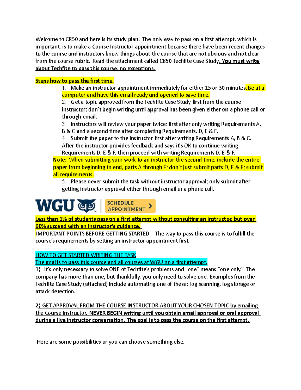 C850 Study PLAN - Welcome to C850 and here is its study plan. The only ...