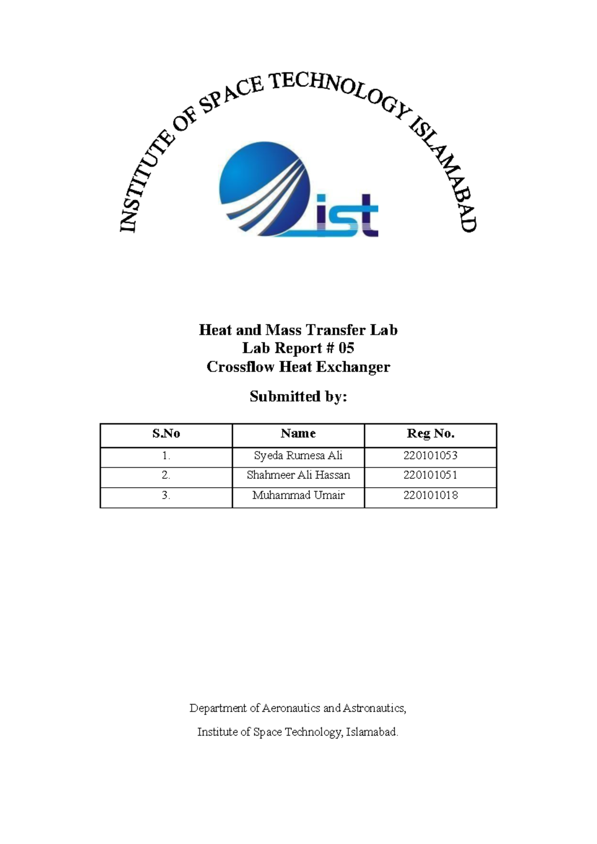 Lab 5 - Lab report - Heat and Mass Transfer Lab Lab Report # 0 5 ...