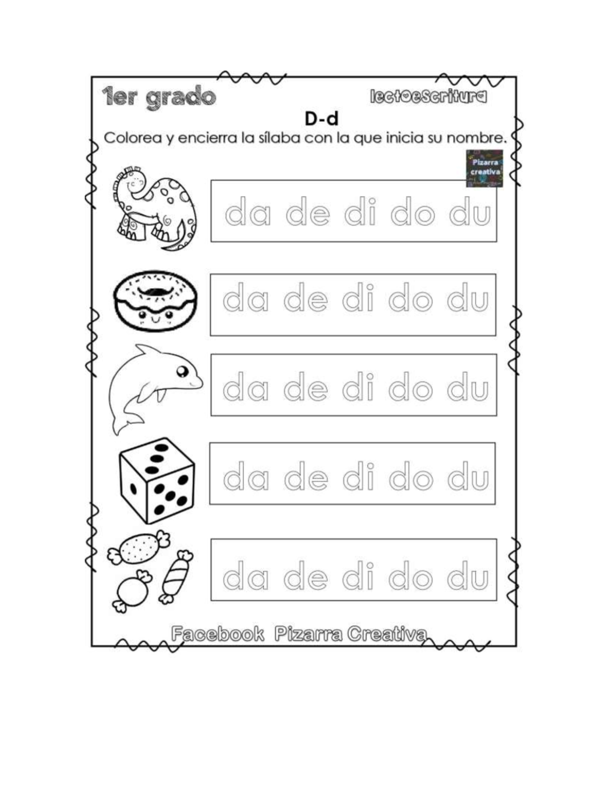 Ejercicios de lectura - 1er grado lectoescriture D-d Colorea y encierra ...