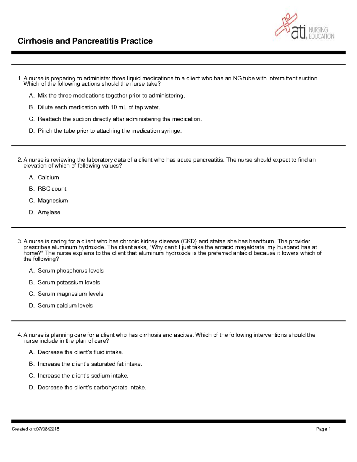 ATI Cirrhosis and Pancreatitis-7c66d8d0-a983-4fcc-a756-a995d58d80c9 - A ...