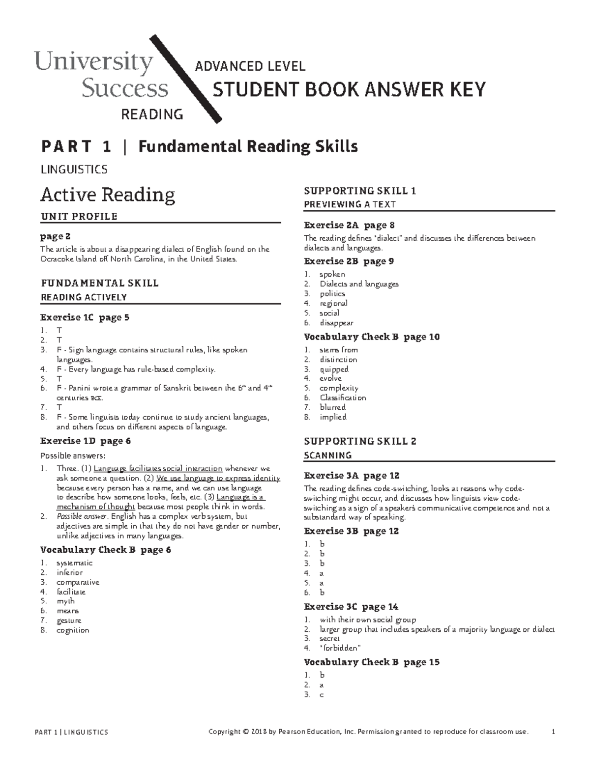 Reading Advanced Student-Book Answer Key - PART 1 | LINGUISTICS ...