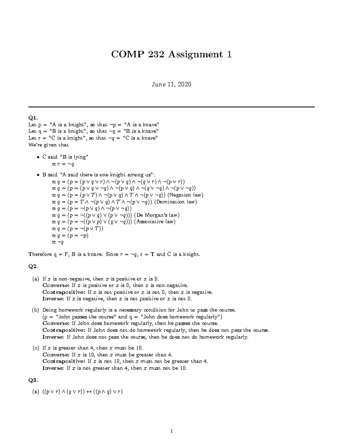 COMP 232 A1 - Assignment 1 Summer 2020 - COMP 232 Assignment 1 June 11 ...