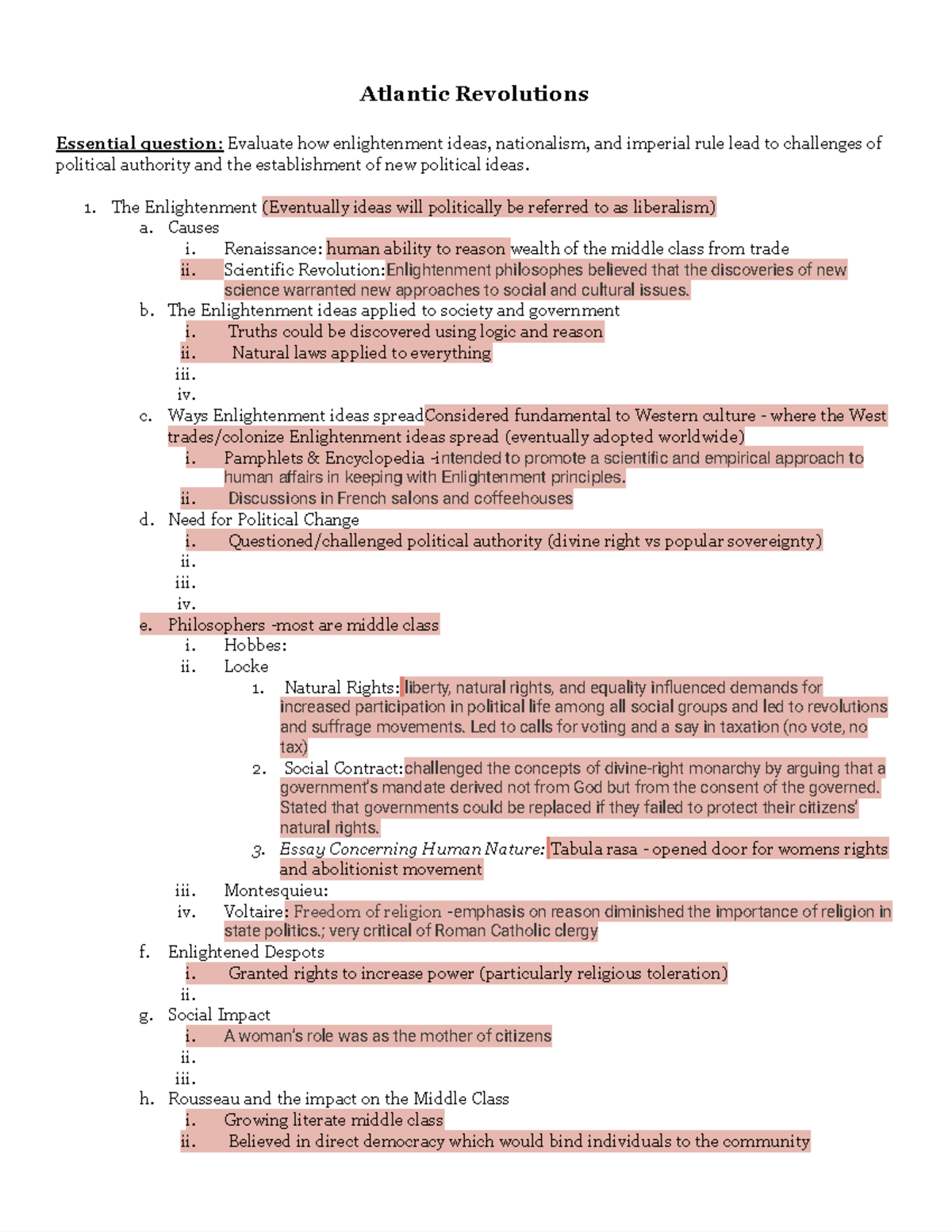 Period 5a Enlightenment & American Revolution In Class Notes - Atlantic ...