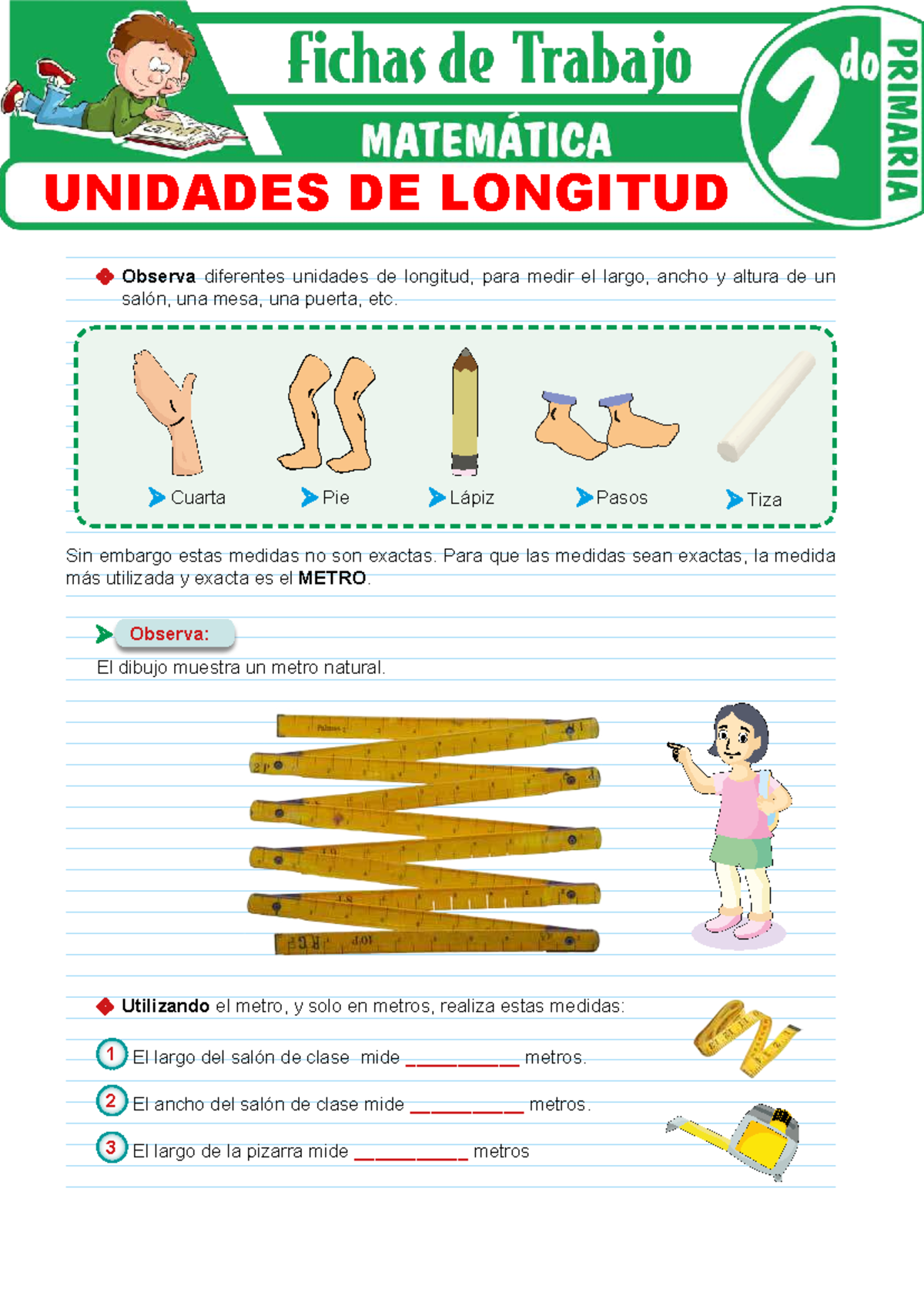Unidades de longitud para Segundo Grado de Primaria - Observa ...