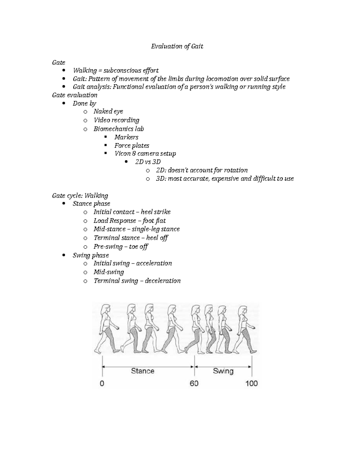 Evaluation of Gait Notes Lower - Evaluation of Gait Gate Walking ...