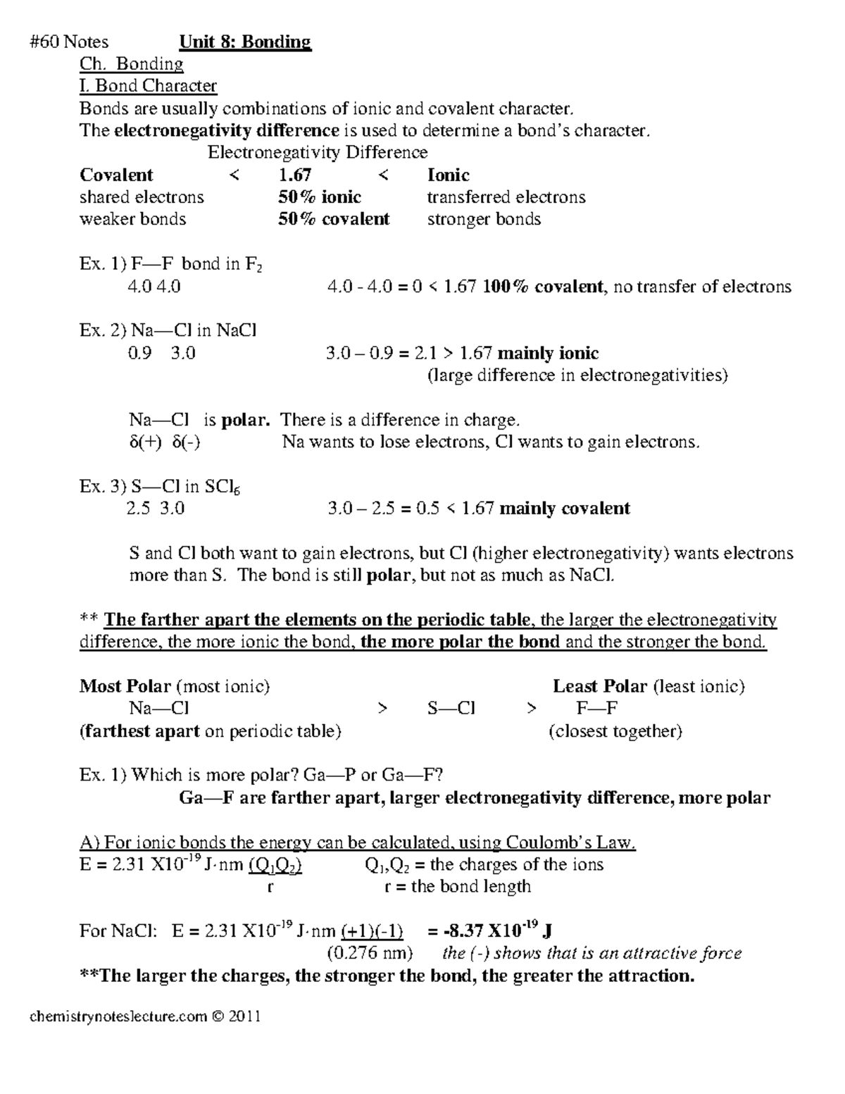 bonding in between elements - #60 Notes Unit 8: Bonding Ch. Bonding I ...