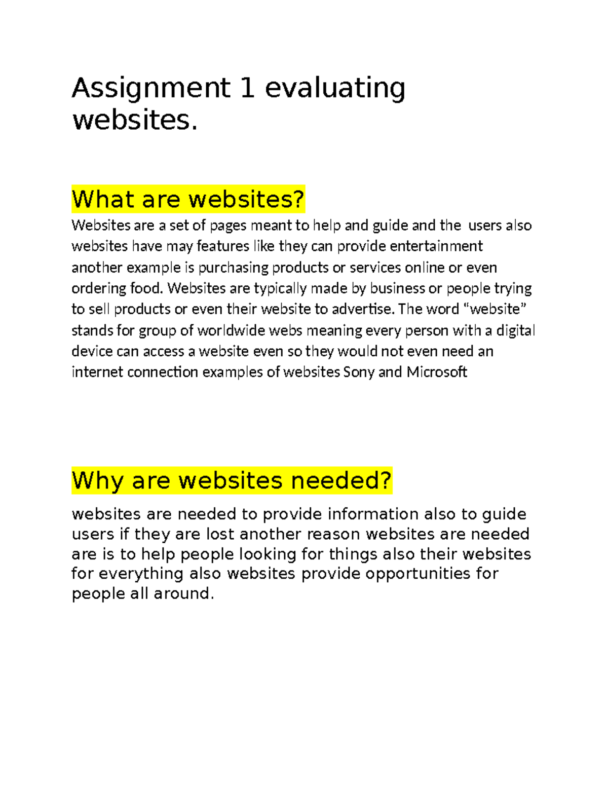 Evualting webs - good quality - Assignment 1 evaluating websites. What ...
