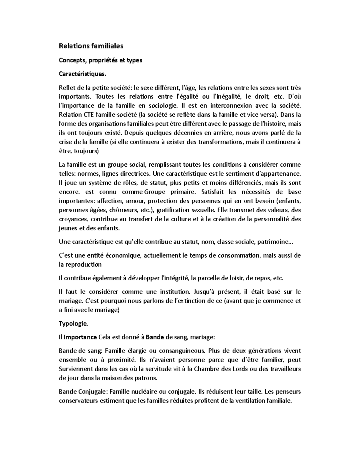 Relations familiales - La famille est un groupe social, remplissant ...