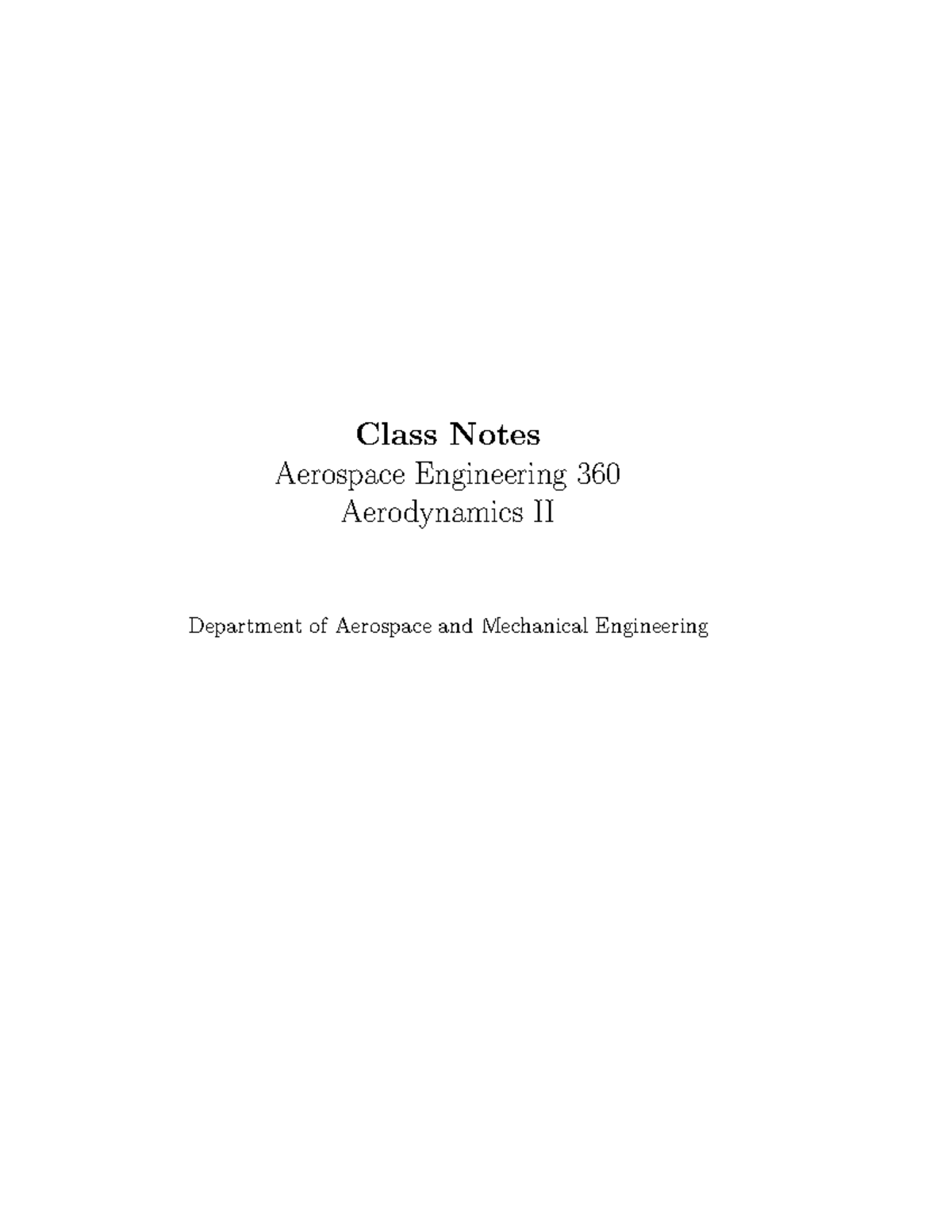 Class Notes Aerospace Engineering Aerodynamics - Class Notes Aerospace ...