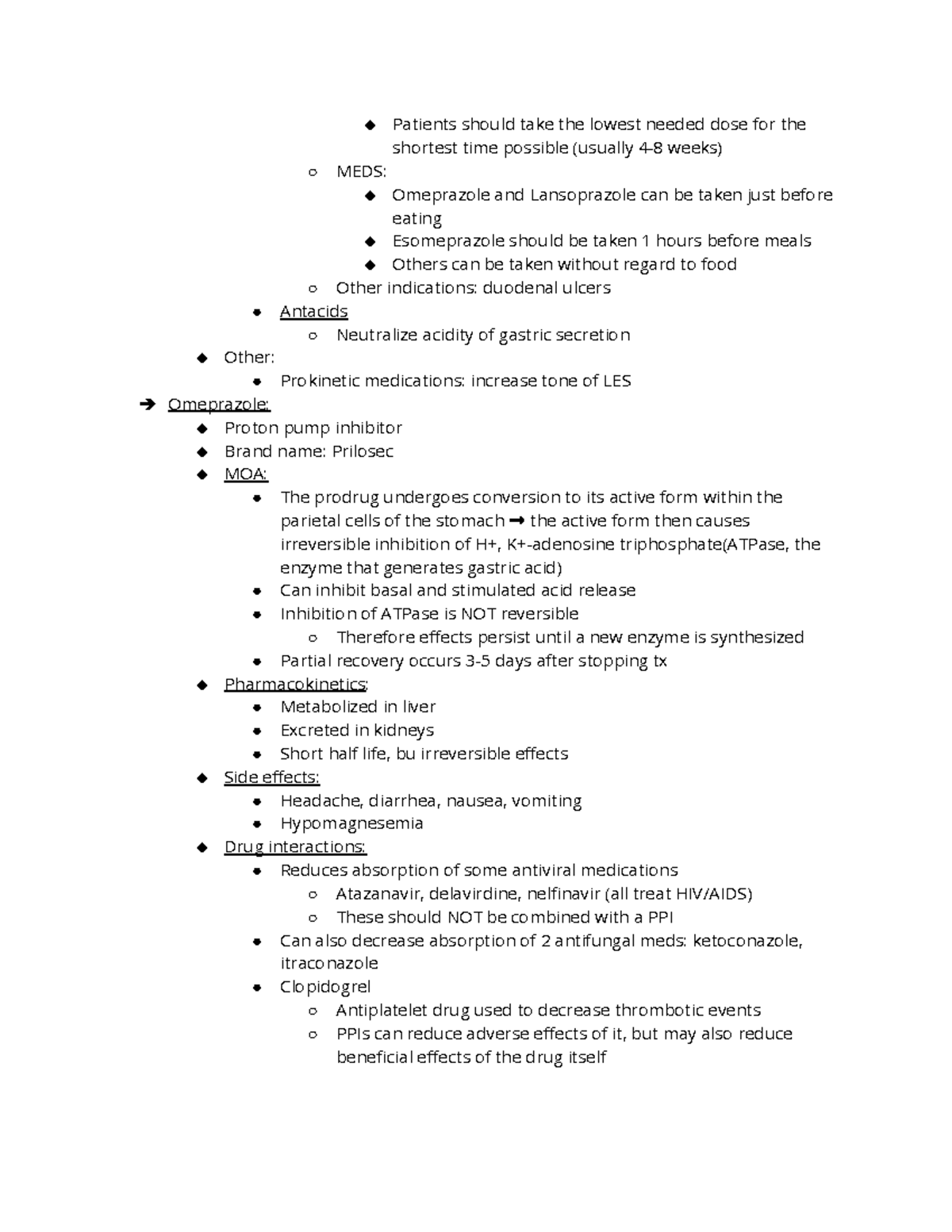 GI part 1 7 - GI notes - Patients should take the lowest needed dose ...