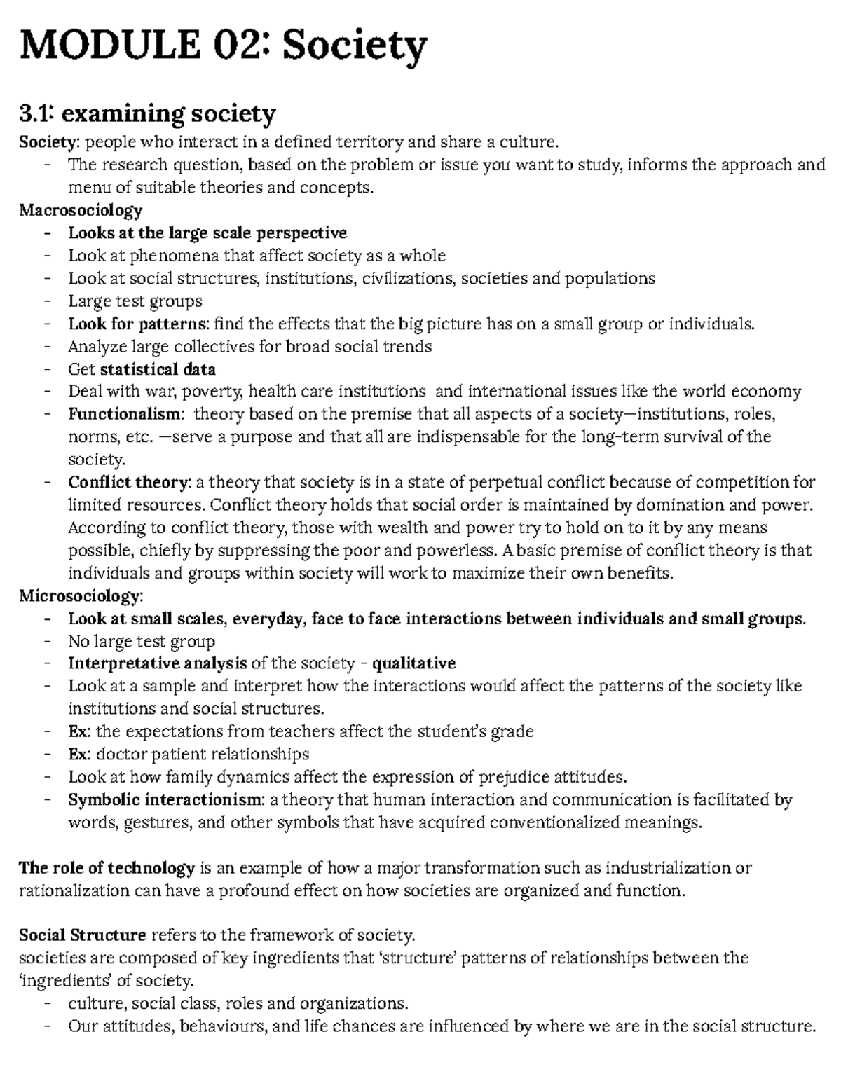 SOC 101: Module 3 Society - Soc 101 - UWaterloo - Studocu