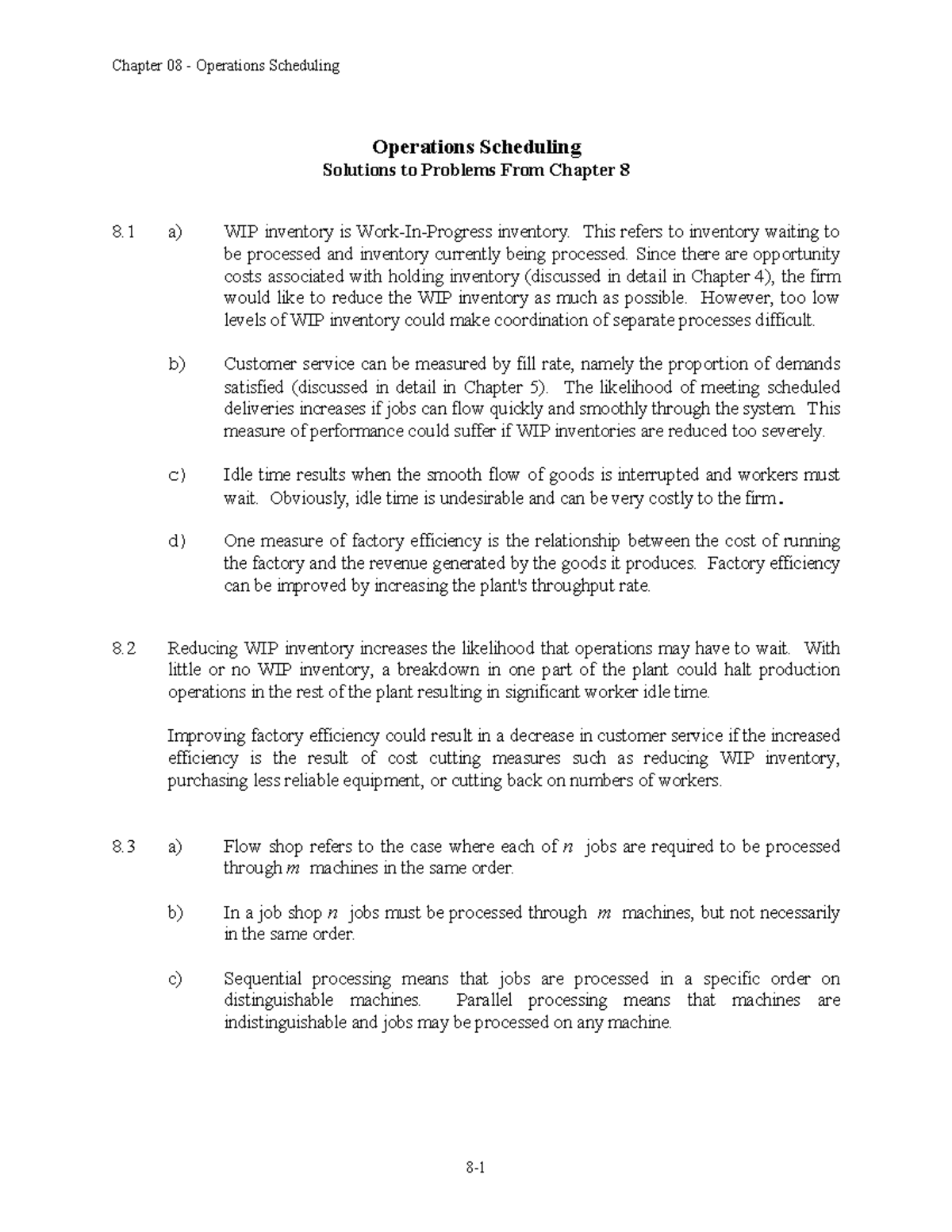 Document-4 - Solution. - Operations Scheduling Solutions to Problems ...