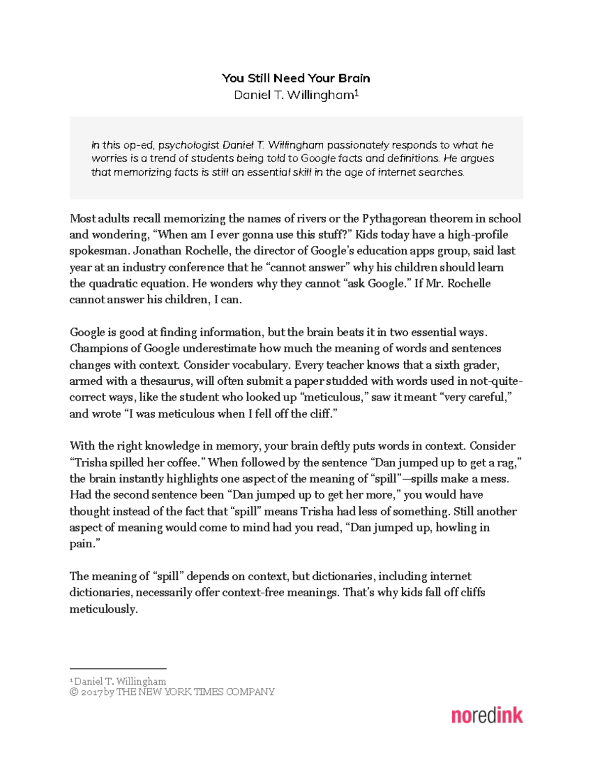 Willingham+-+You+Still+Need+Your+Brain - You Still Need Your Brain ...