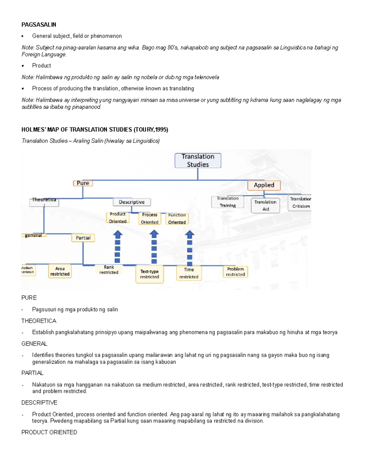 Pagsasalin - PAGSASALIN General subject, field or phenomenon Note ...