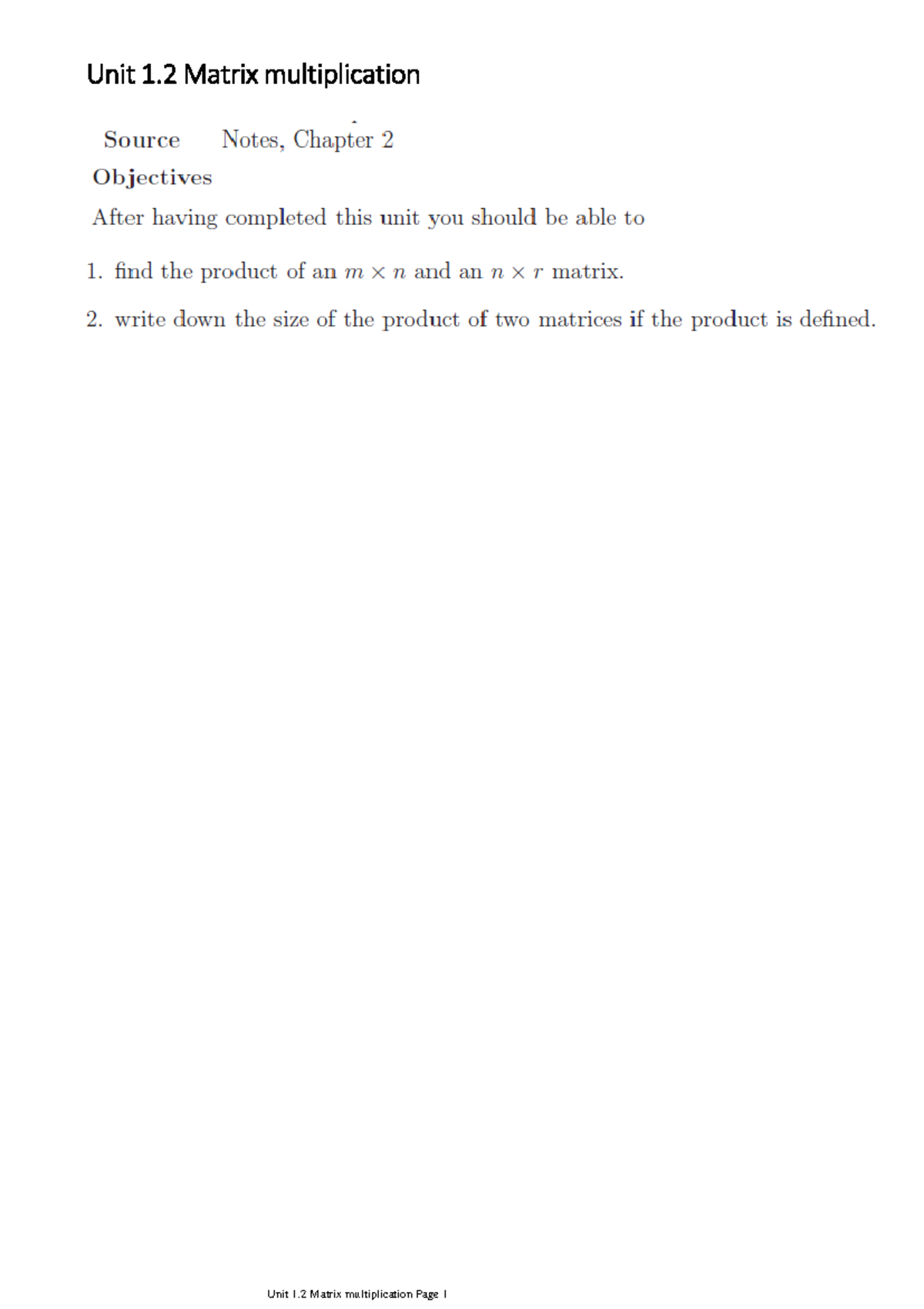 Unit 1.2 Matrix multiplication with annotation - WTW 134 - Unit 1 ...