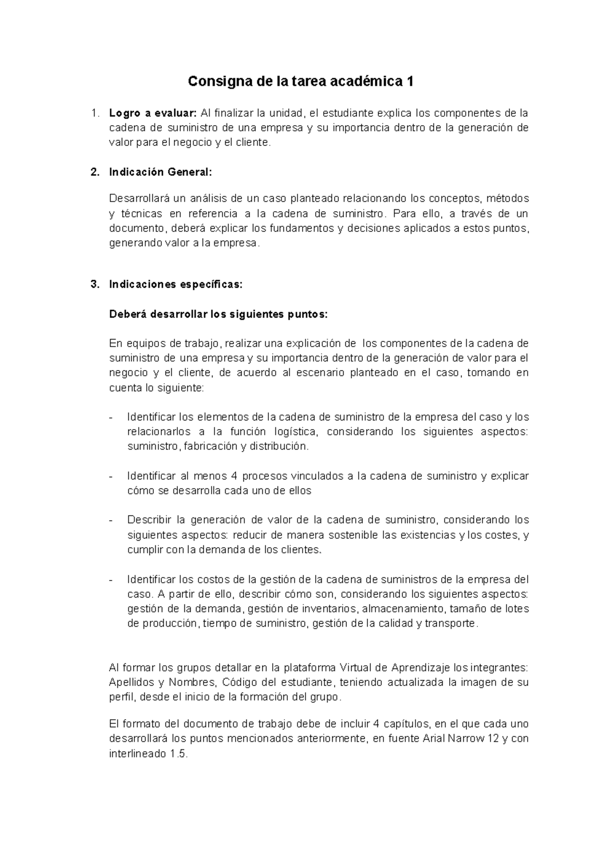 GC AN53 Consign - Consigna de la tarea académica 1 Logro a evaluar: Al finalizar la unidad, el ...