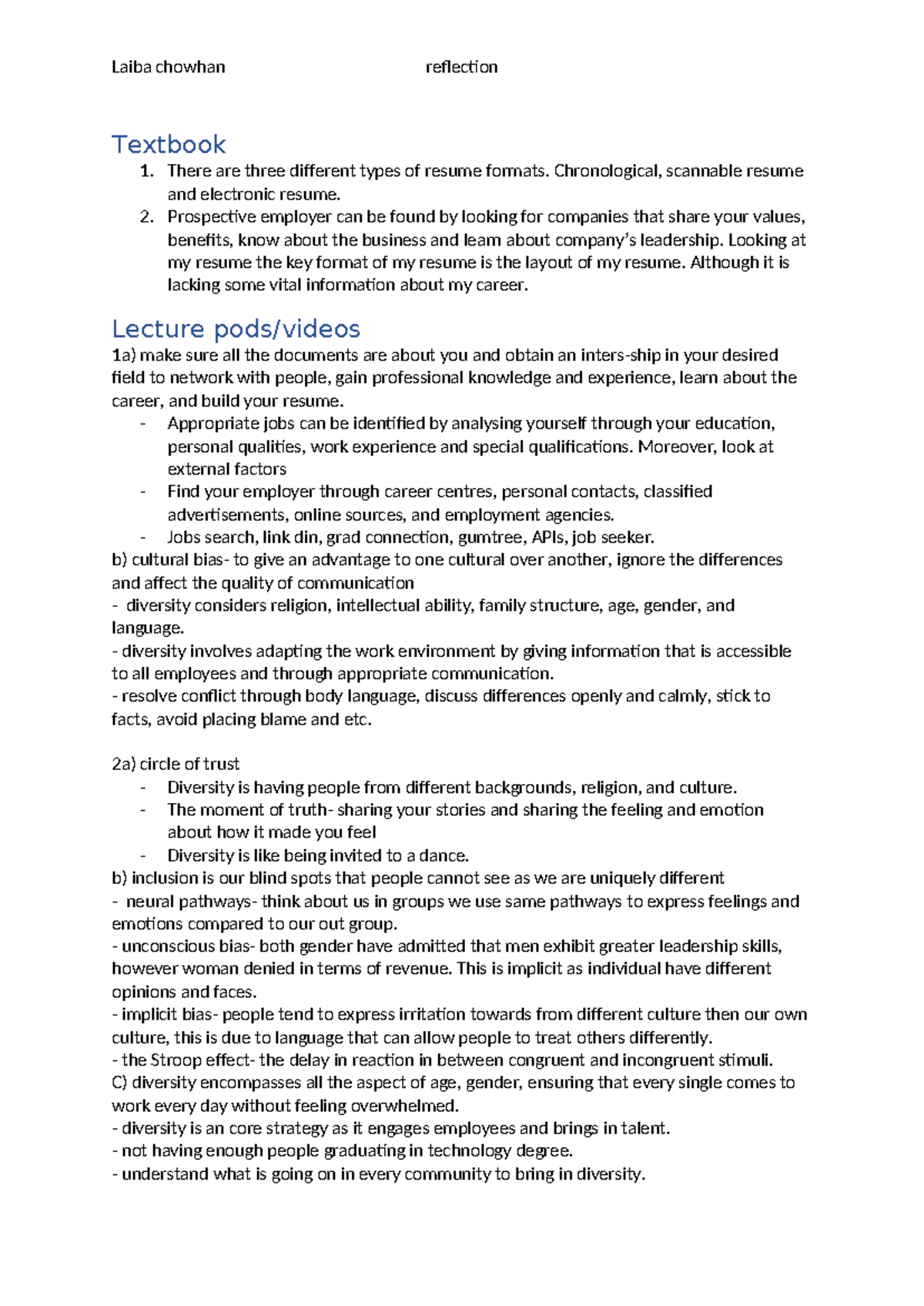 Reflection - Laiba chowhan reflection Textbook 1. There are three ...