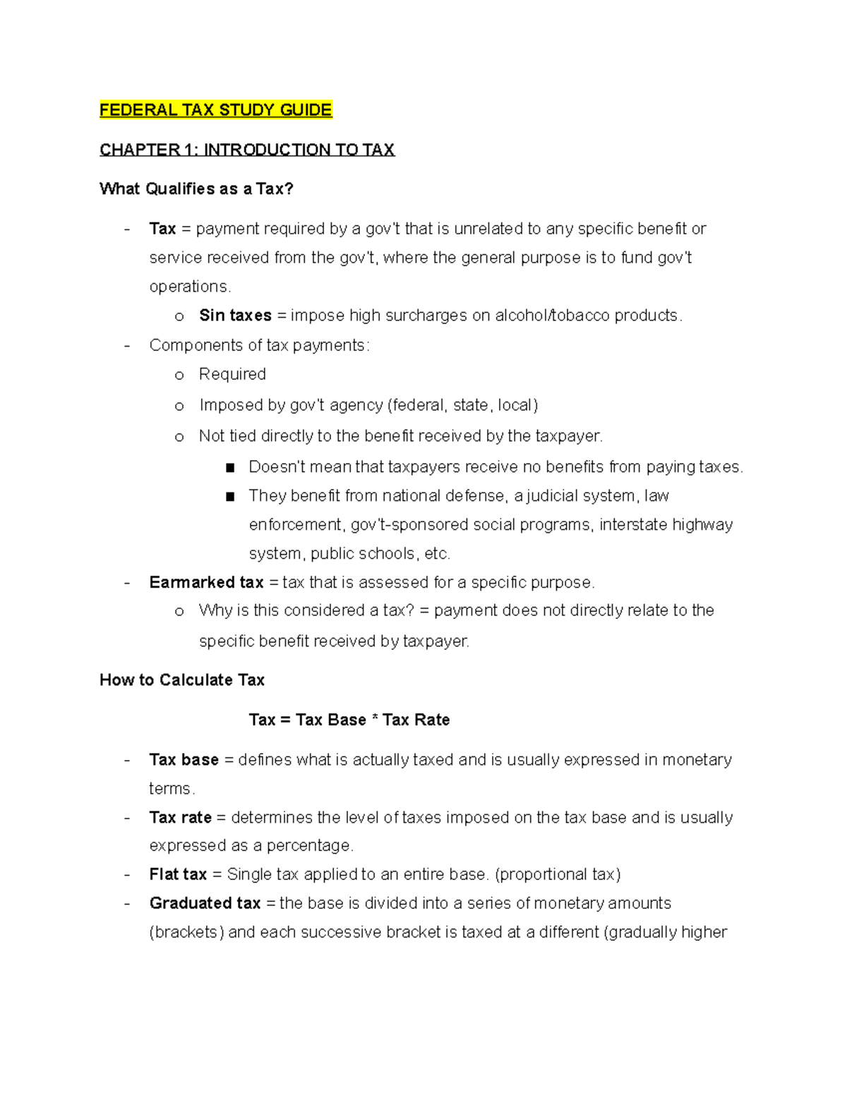 Federal TAX Study Guide 2 - FEDERAL TAX STUDY GUIDE CHAPTER 1 ...
